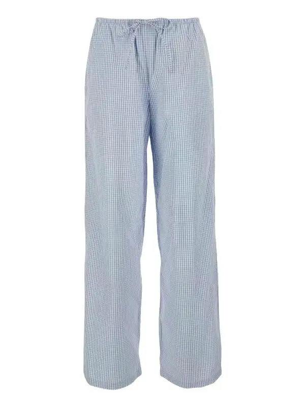DUNST Check-pattern Drawstring Trousers - Blue