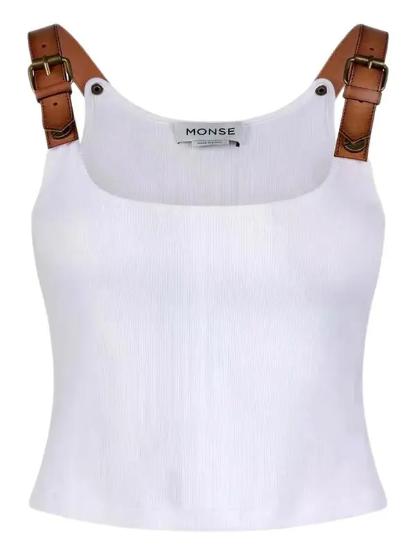 Monse Leather Buckle-detail Tank Top - White