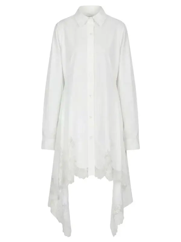 Monse Lace Detail Cascade Shirt Dress - White
