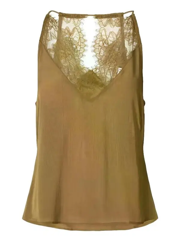 RABENS SALONER Jodie Lace-trimmed Camisole Top - Green