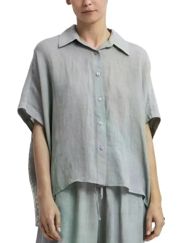 Greek Archaic Kori Embroidered Short-sleeve Shirt - Grey