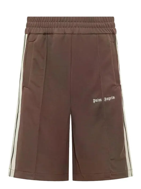 Palm Angels Logo Print Track Shorts - Brown