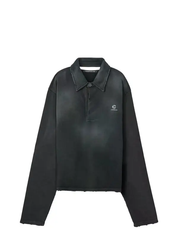 Camper Distressed Logo Collared Sweatshirt - Grey