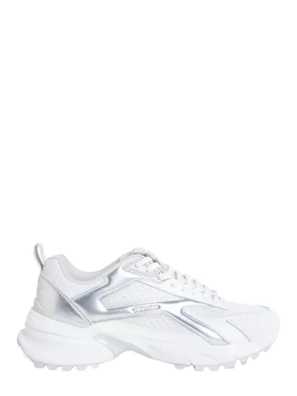 Calvin Klein Panelled Metallic-effect Sneakers - White