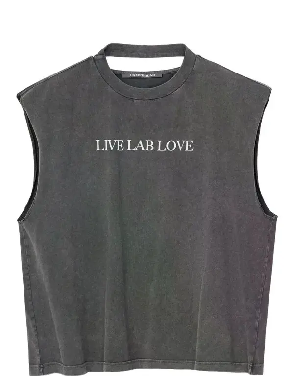Camper Sleeveless Round Neck Tank Top - Grey