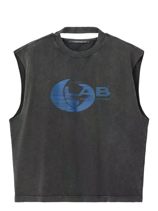 Camper Graphic Print Cotton Tank Top - Grey