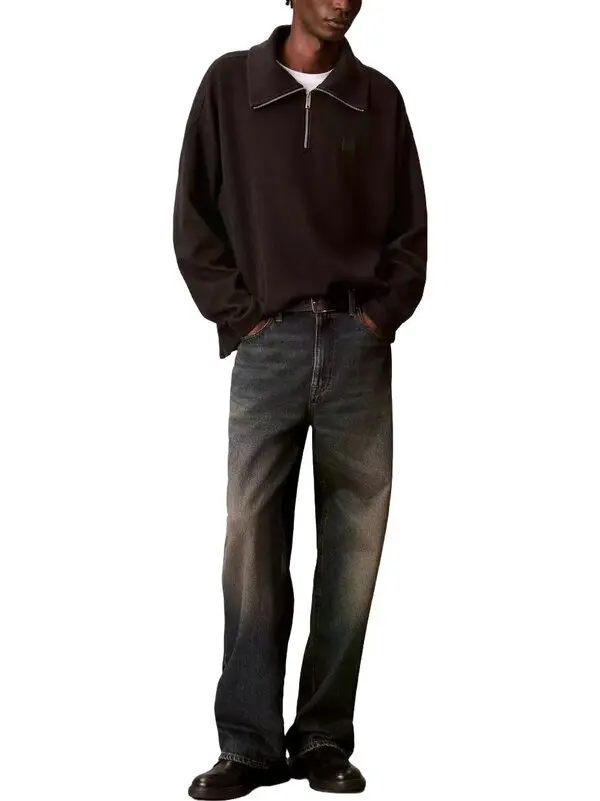 Calvin Klein Quarter-zip Logo Patch Sweater - Black