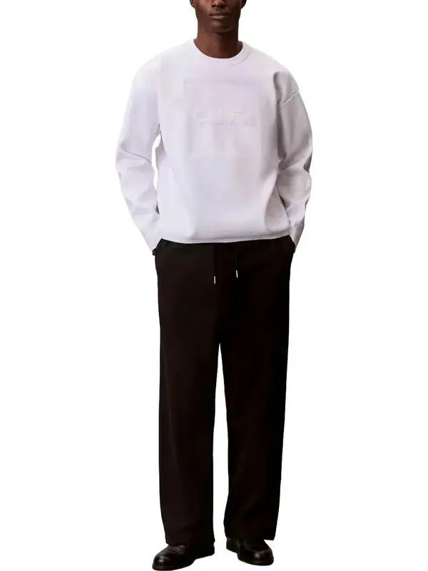 Calvin Klein Embossed Logo Crew Neck Sweater - White