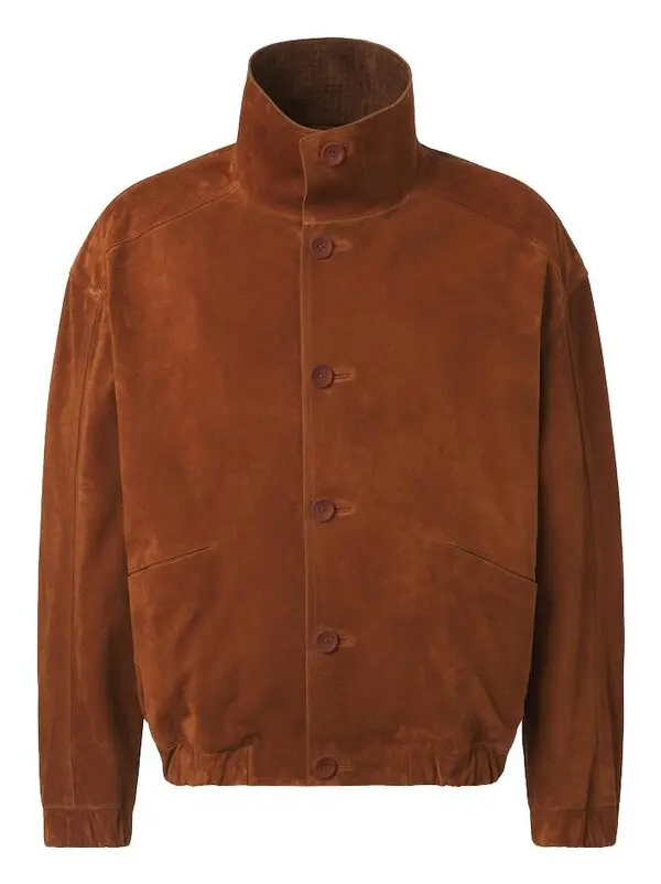 Zegna Suede Bomber Jacket - Brown