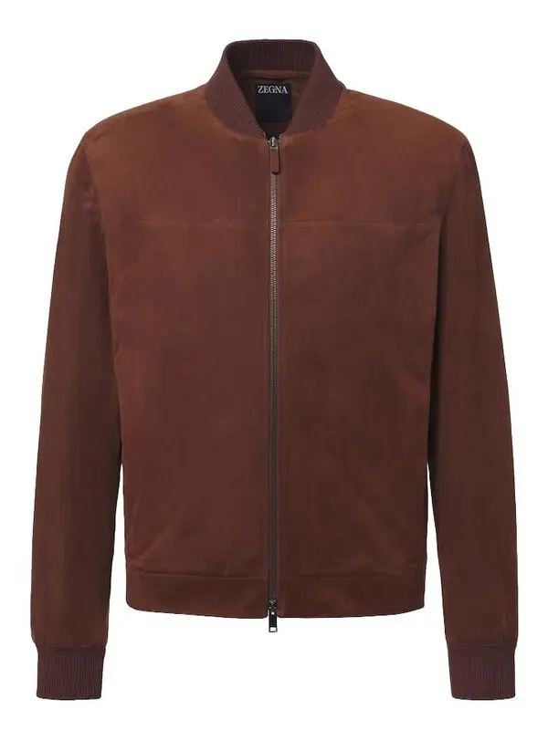 Zegna Suede Bomber Jacket - Brown