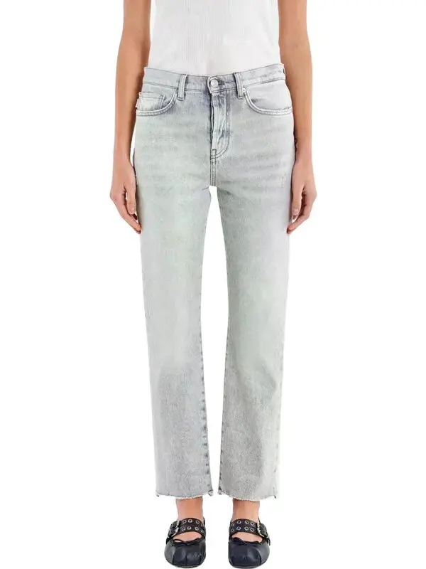 VICOLO Faded Frayed-hem Jeans - Blue