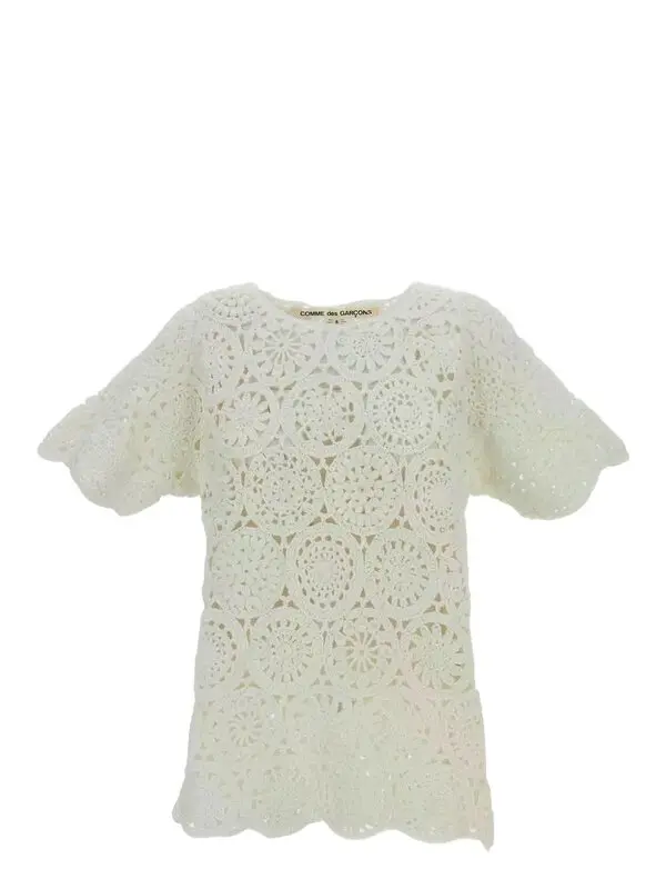 Comme Des Garçons Crochet Knit T-shirt - Neutrals