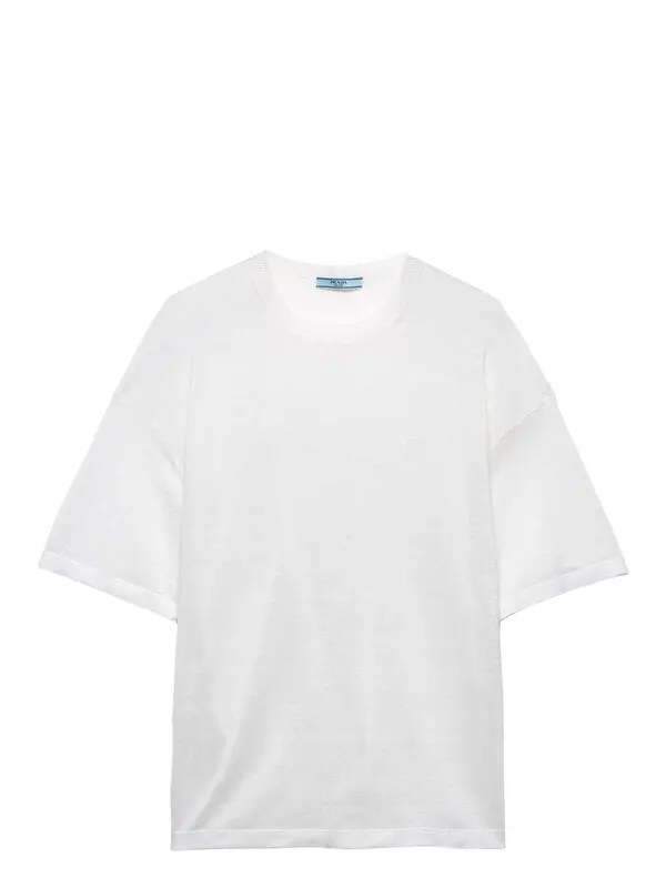 Prada Short-sleeved Linen T-shirt - White