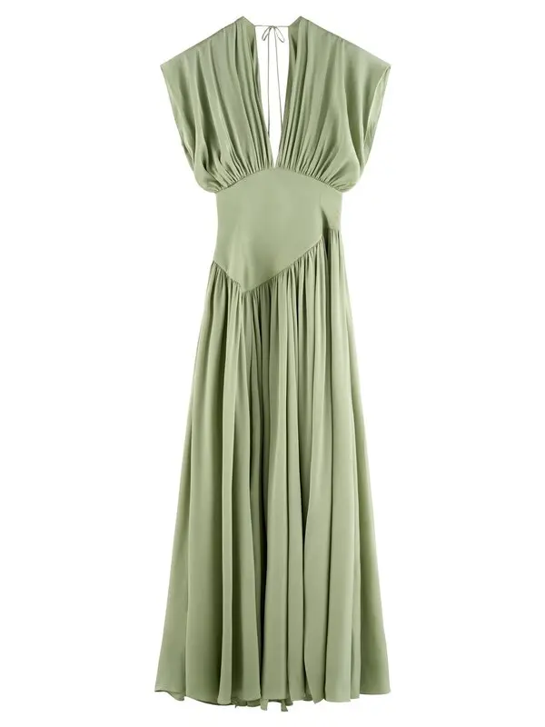 Arakii Silk-blend Maxi Dress - Green