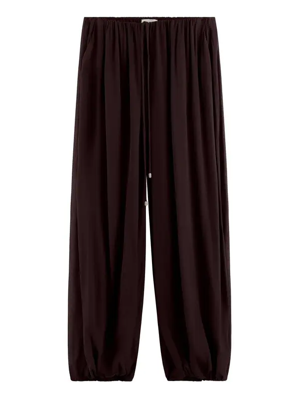 Arakii Sheer Ruched Wide-leg Pants - Burgundy