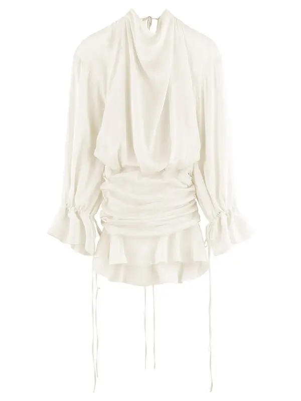 Arakii Frill Silk-blend Mini Dress - Off-white