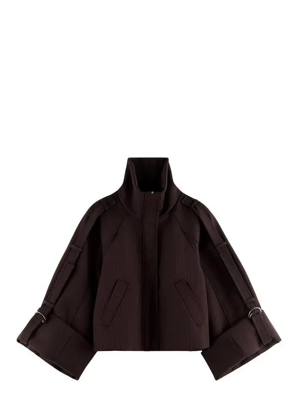 Arakii Short Pleated Jacket - Burgundy