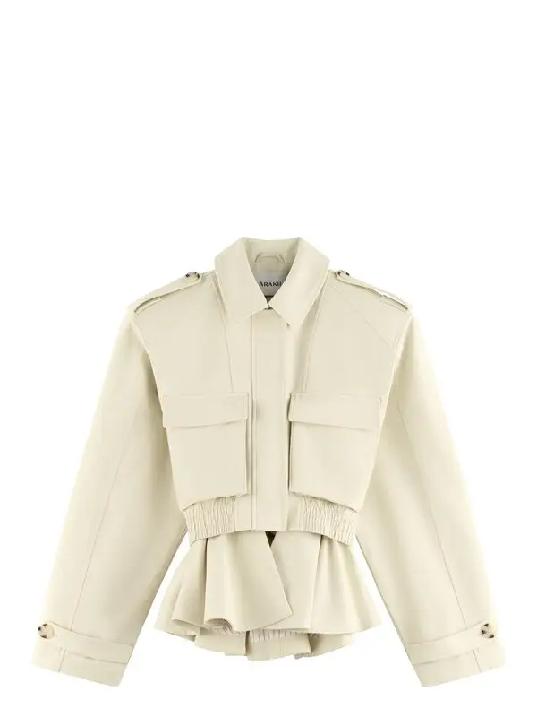 Arakii Cropped Boxy Cotton Jacket With Detachable Peplum - Neutral