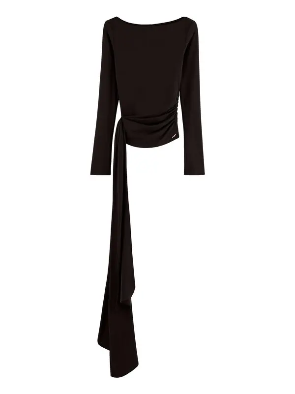 Arakii Draped Jersey Top - Brown