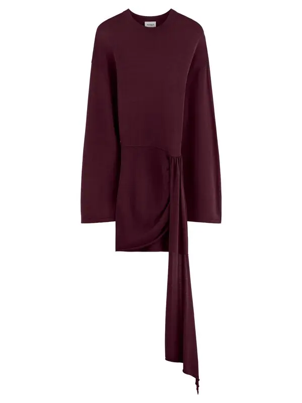 Arakii Draped Long Sleeved Mini Dress - Burgundy