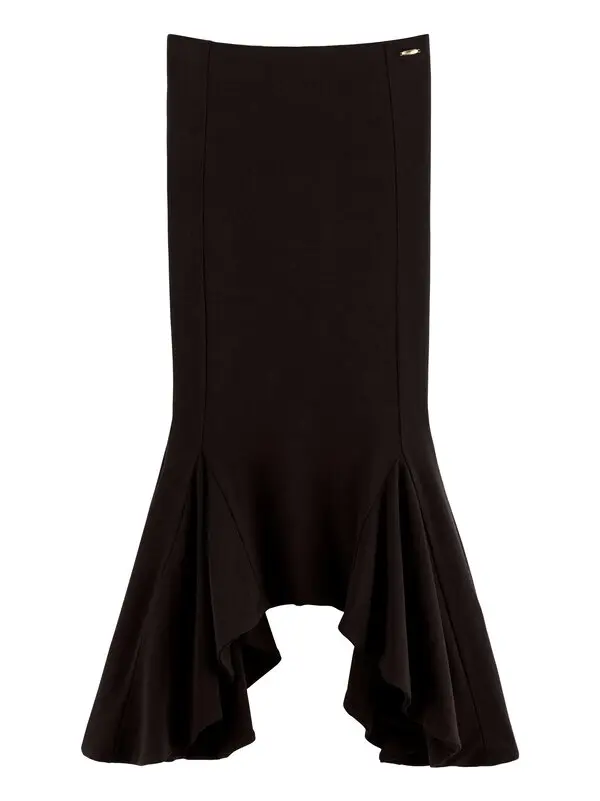 Arakii Ruffled Jersey Midi Skirt - Brown