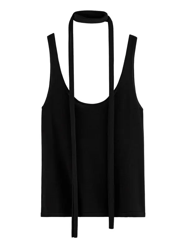 Arakii Exclusive Moment Scarf Crepe Top - Black