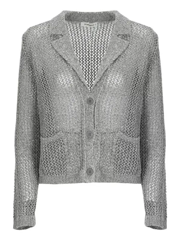 KANGRA Sequin-embellished Open-knit Jacket - Grey