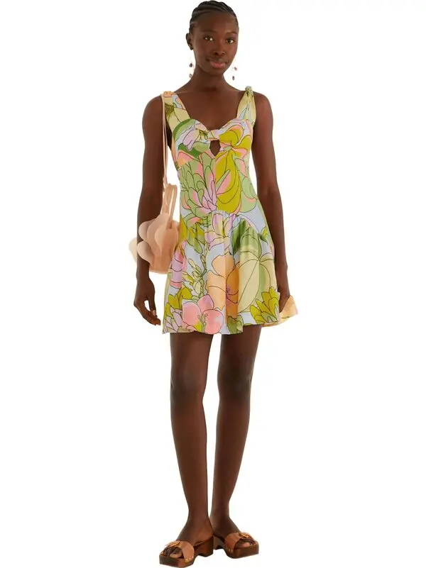 Farm Rio Spring Affair Cut-out Mini Dress - Spring Affair Light Blue