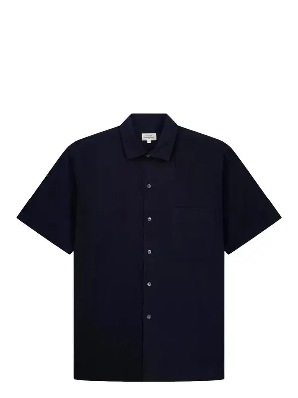 Hartford Pedro Short-sleeve Seersucker Shirt - Blue