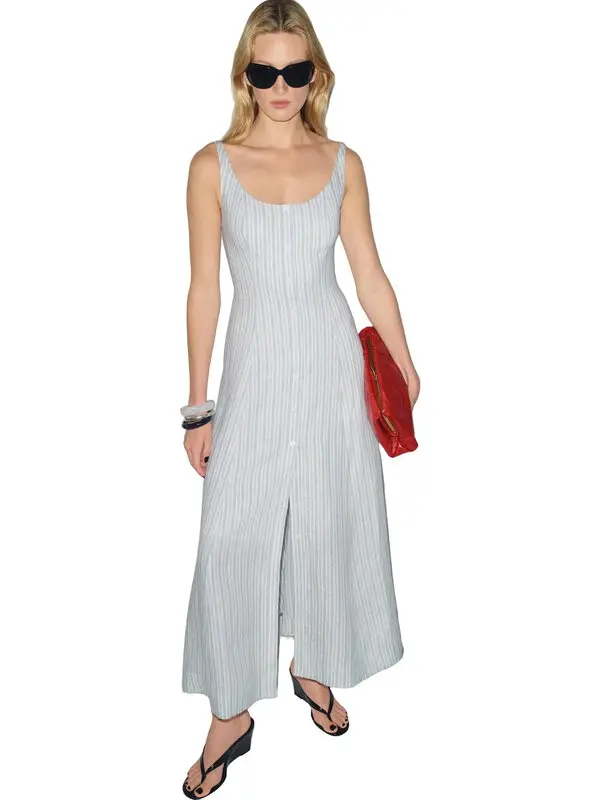 REFORMATION Fraise Linen Midi Dress - Blue