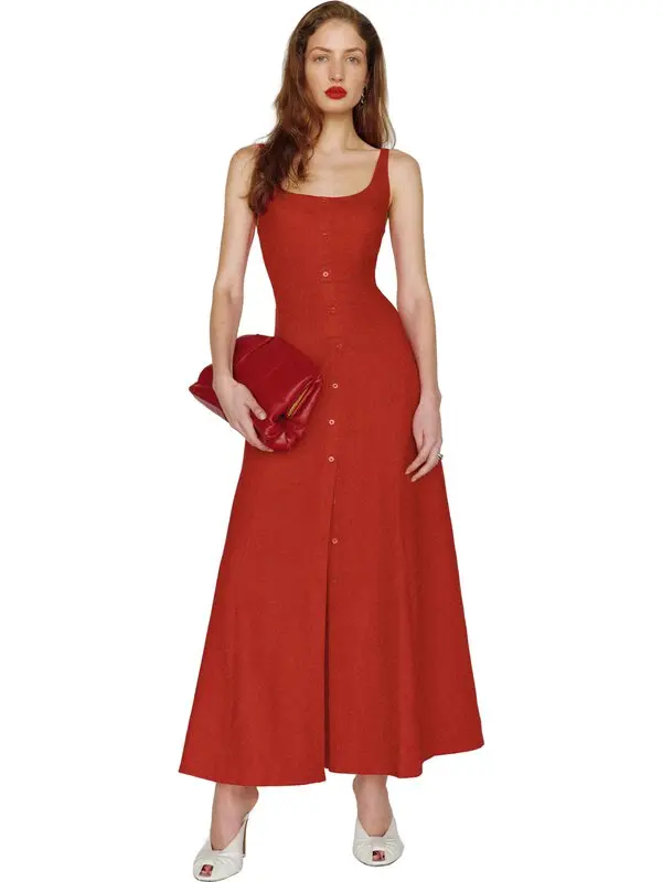 REFORMATION Fraise Linen Dress - Red