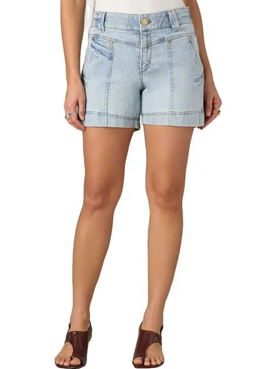 Wit & Wisdom V-yoke High Waist Denim Shorts - Light Blue Vintage