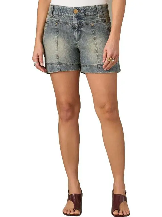 Wit & Wisdom V-yoke High-waisted Denim Shorts - Mid Blue Artisanal