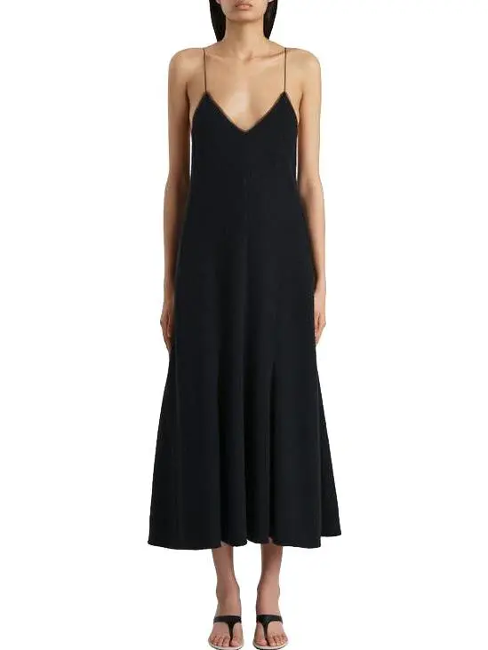 Khaite Iben Slipdress In English Twist Tweed - Black