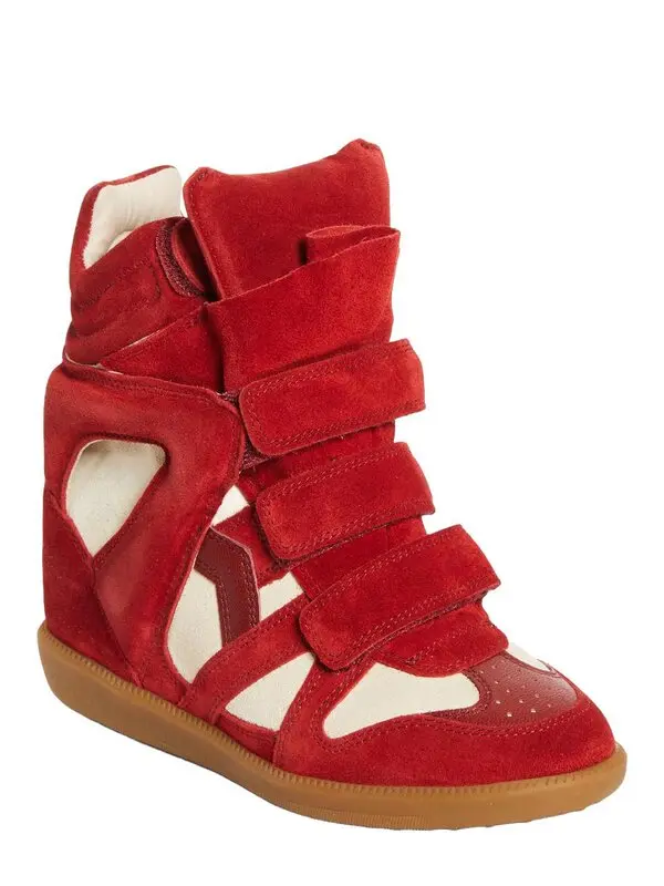 Isabel Marant Étoile Bekett High Top Hidden Wedge Sneakers - Red/chalk