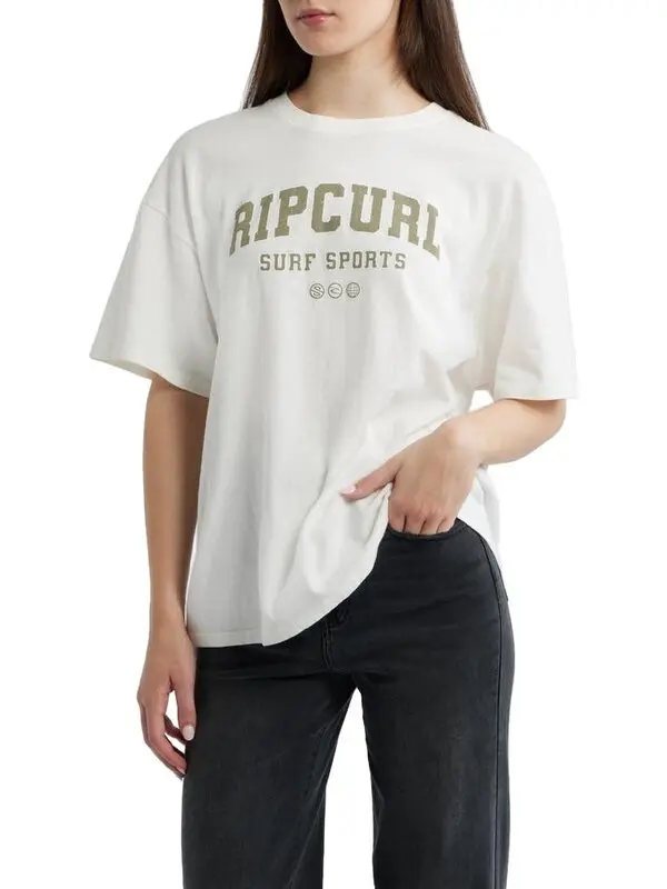 Rip Curl Varsity Sports Graphic Heritage Tee - Bone/khaki