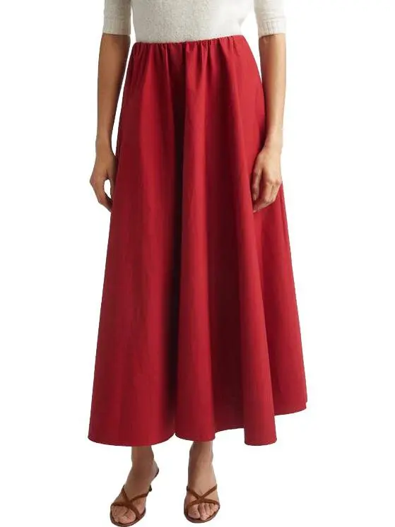 Staud Milano Stretch Cotton Skirt - Rouge