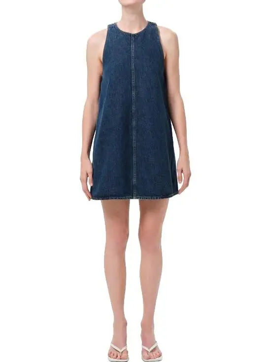 AGOLDE Harriet Denim Mini Dress - Term Dark Inky Red