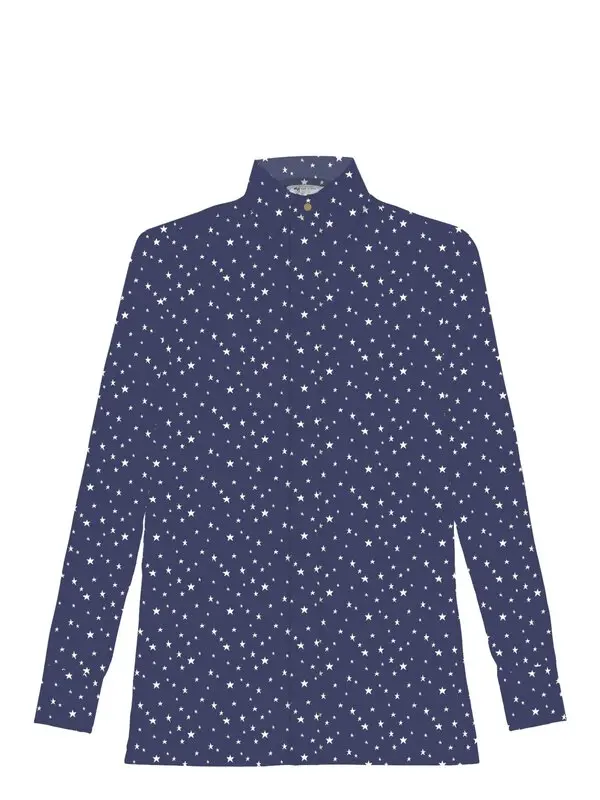 MY PAIR OF JEANS Sky Linen Shirt With Star Print - Blue