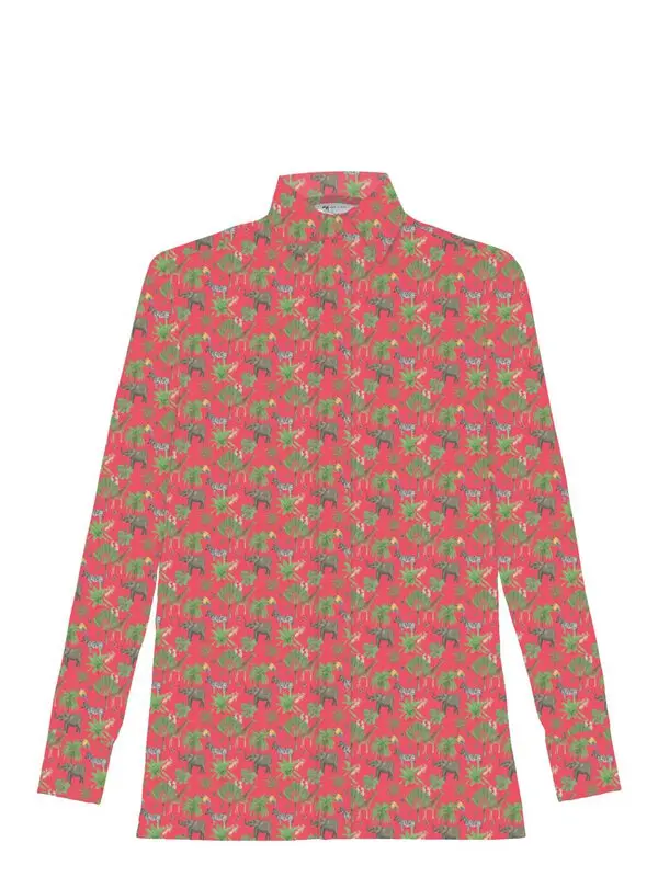 MY PAIR OF JEANS Udaipur Linen Shirt With Safari Print - Red