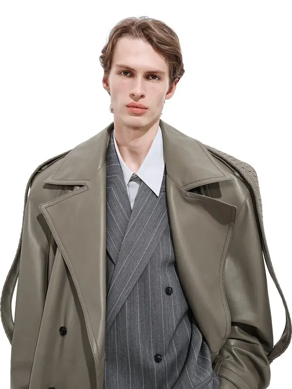 Bottega Veneta Leather Coat - Steel