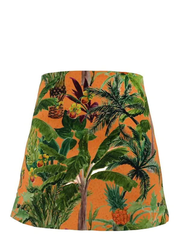 MY PAIR OF JEANS High Waist Flared Mini Skirt - Orange