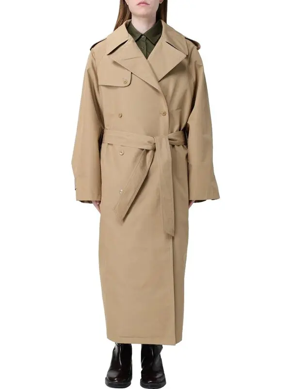 THE FRANKIE SHOP Cotton Blend Oversized Trench Coat - Beige