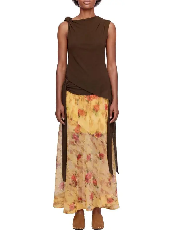 GANNI Asymmetrical Top - Brown