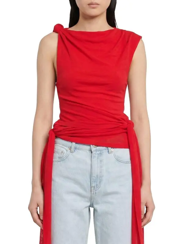 GANNI Asymmetrical Top - Red