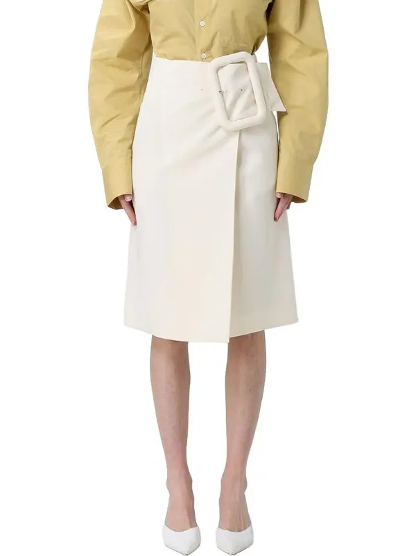 Ami Wrap Skirt With Buckle Detail - White
