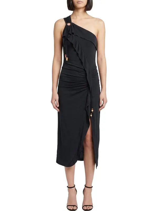 Isabel Marant Étoile One-shoulder Ruffled Midi Dress - Black
