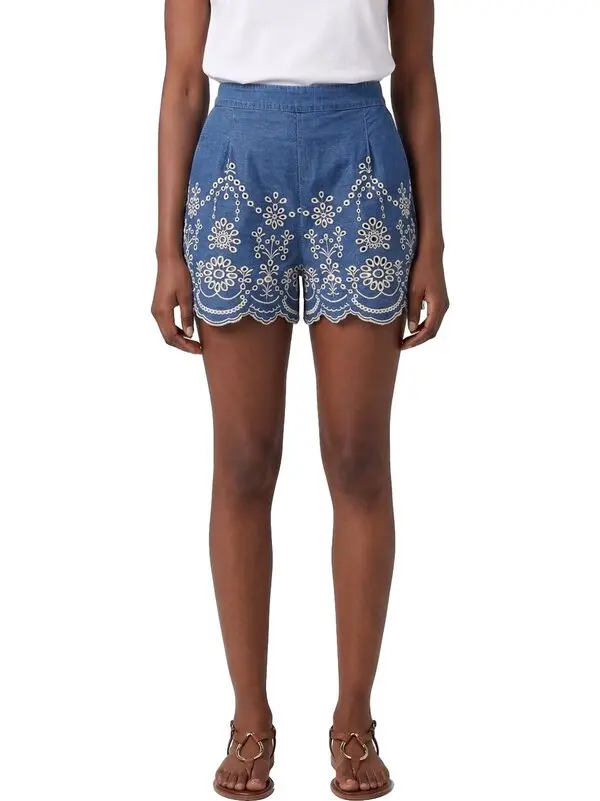 MC2 SAINT BARTH Animal Print Cotton Shorts - Gnawed Blue