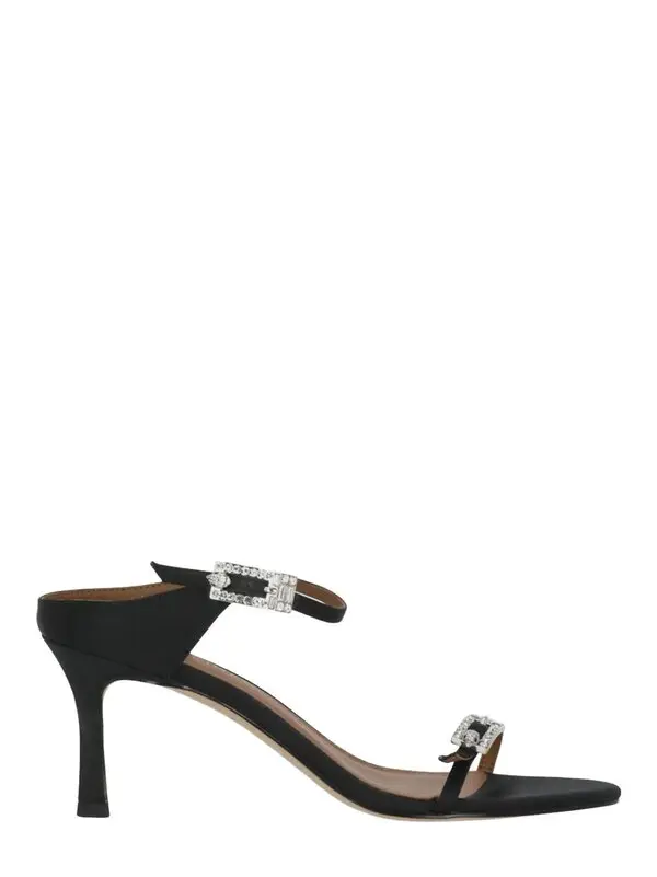 Kurt Geiger Satin Mule Sandals With Jewel Buckles - Black