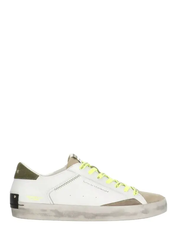 CRIME LONDON Distressed Leather Low Top Sneakers - Ivory